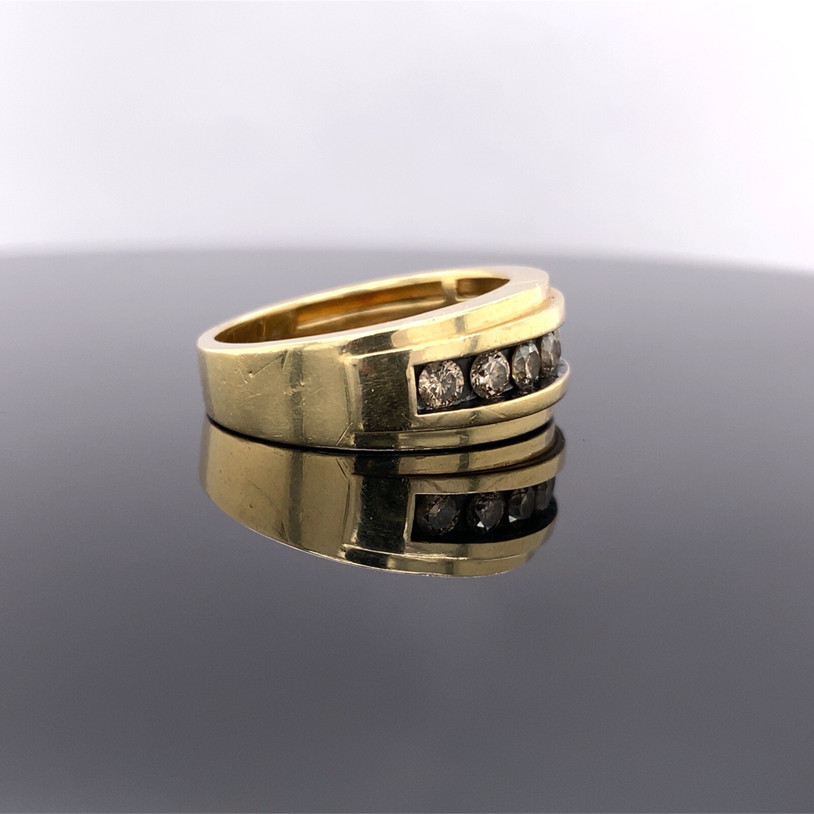 MGW 10k Yellow Gold 1.00Ctw Cognac Diamond Band Men’s Ring $2650 Retail ...