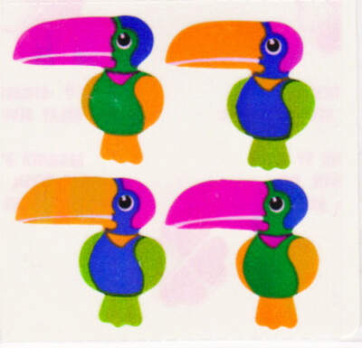 Vintage 80's Great Seven 7 PEARLY Colorful Toucans Birds Sticker Mod | eBay