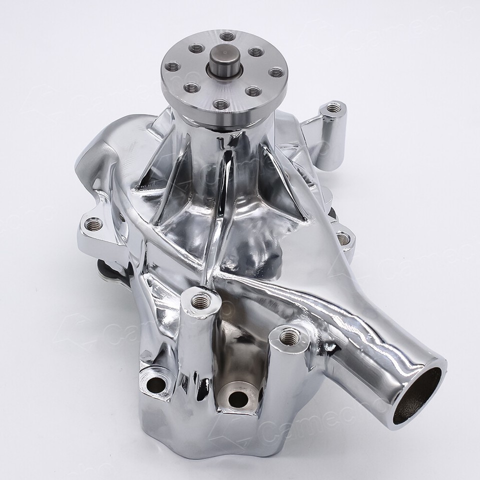 Chrome SB Chevy Water Pump Long SBC 283 327 350 383 High Volume Chrome ...