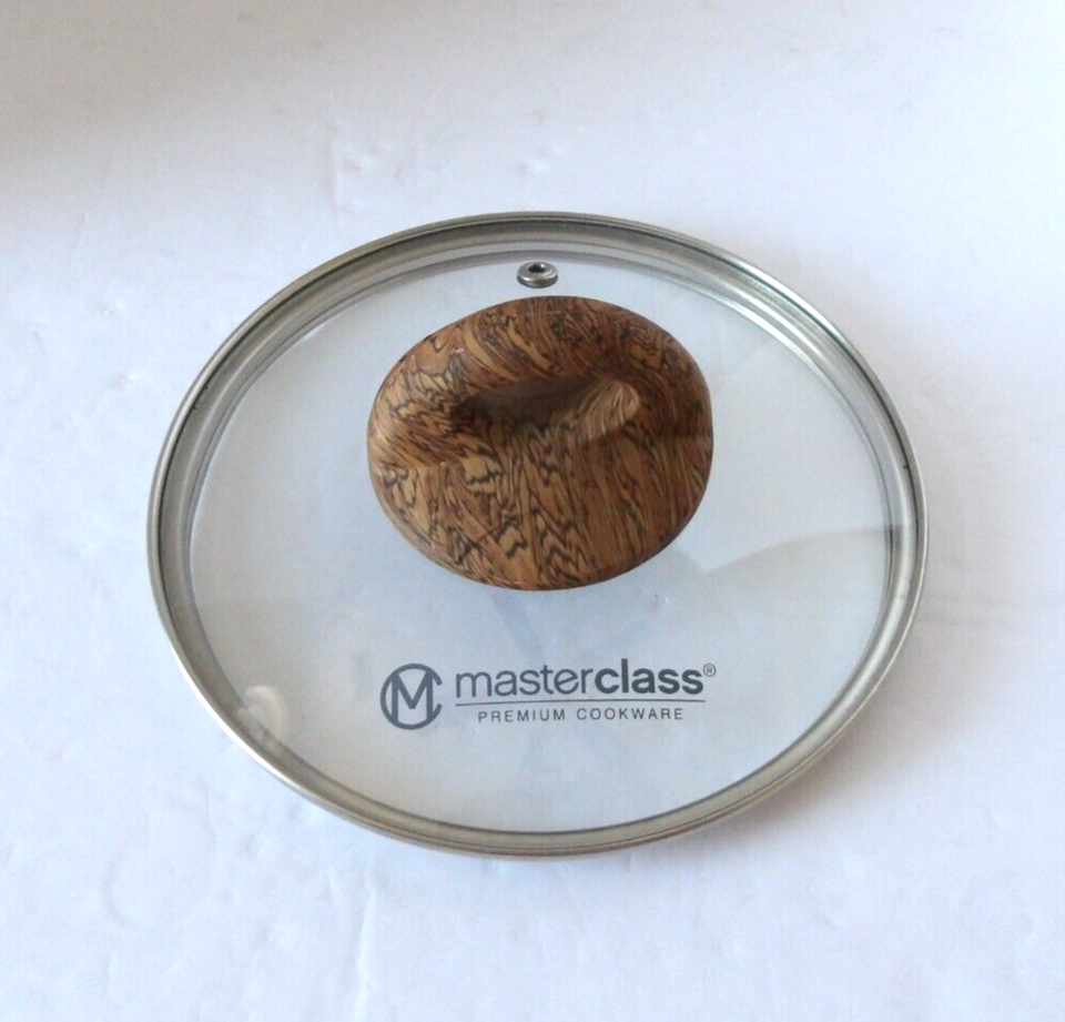 Masterclass Premium Cookware Glass LID 6" Vented Faux Wood Handle Lid ...