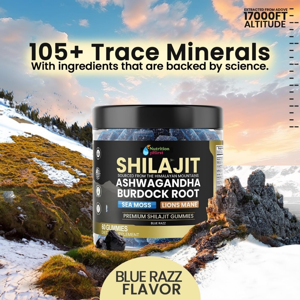 Organic Shilajit Gummies 1000Mg, Sea Moss 400Mg, Ashwagandha 1000Mg 105 ...