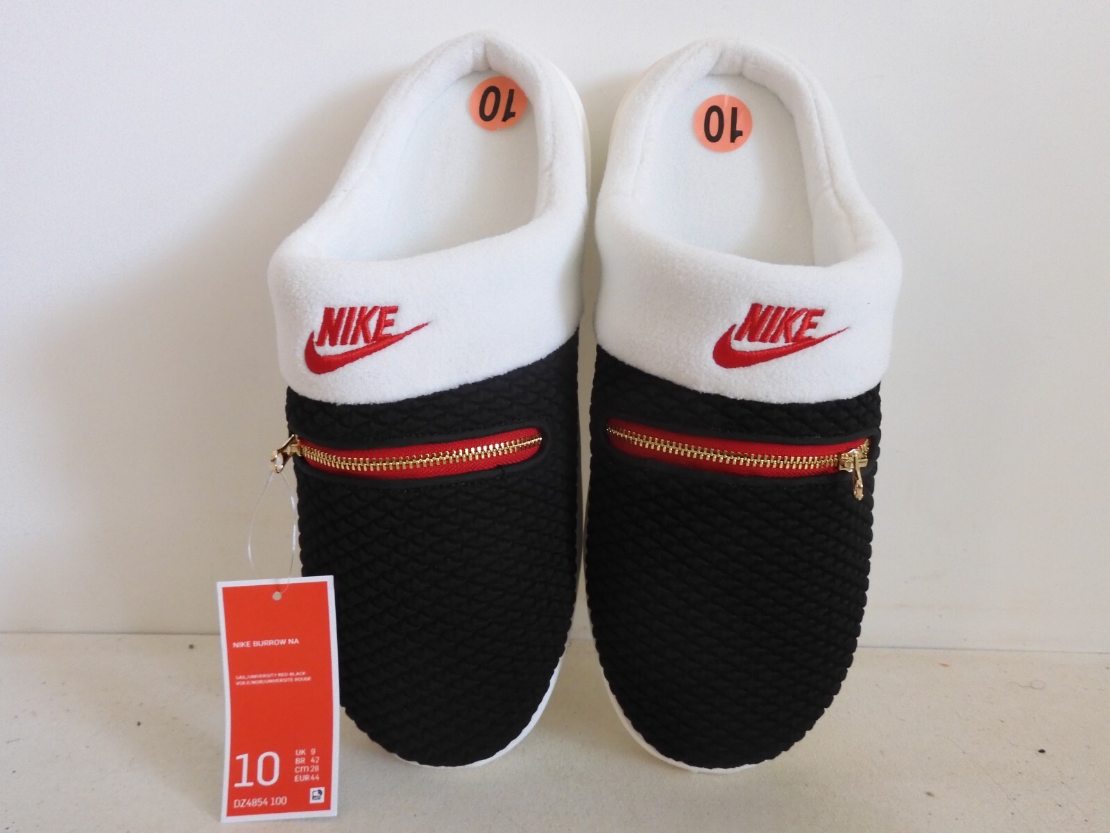 Mens+Nike+Burrow+Slippers+Slides+Black%2FWhite%2FRed+DZ4854+100+Size+10 ...