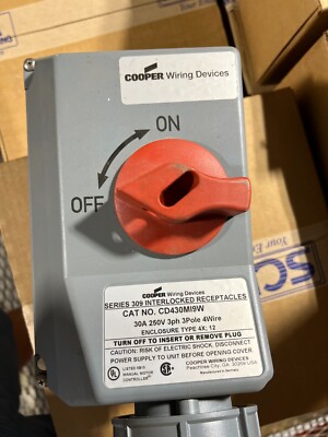 Cooper CD430MI9W Interlocked Receptacle 30A 250 3P 4W NEMX 4X New | eBay