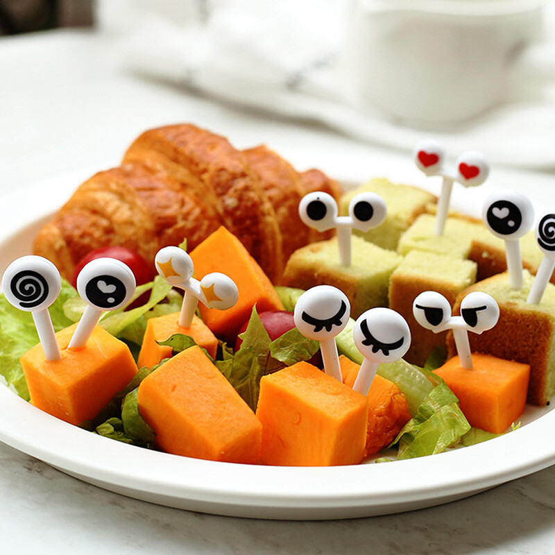 10Pcs/Set Skewers Cute Eyes Lunch Bento Box Food Fruit Picks Fork ...