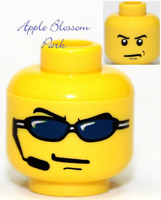 NEW Lego Male Police Agents MINIFIG SUNGLASSES HEAD w/Mic & Black Sun ...