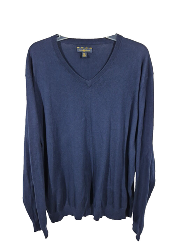 Club Room Sweater Mens 2XL Navy Blue Cotton Cashmere blend V-Neck | eBay
