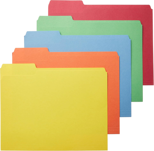 File Folders - Letter Size (100 Pack) – Assorted Colors 705353155925| eBay