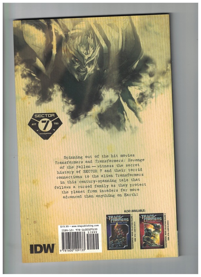 TRANSFORMERS SECTOR 7 TP TPB $19.99srp Revenge of the Fallen 2011 IDW ...