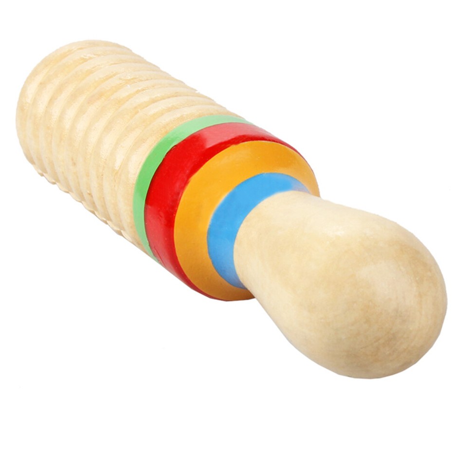 Colorful Solid Wood Wooden Kids Children Guiro Crow Sounder Toy ...