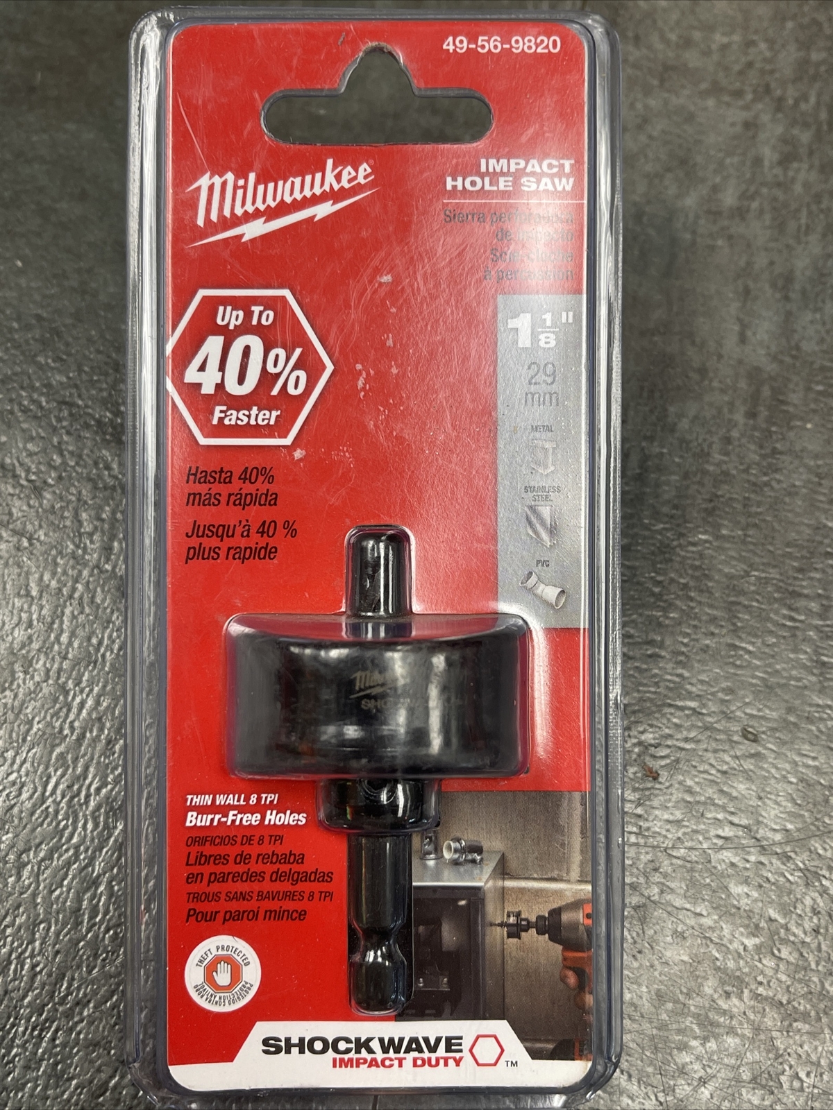 Milwaukee Tool 49-56-9820 1-1/8" Shockwave Impact Hole Saw 45242321124 ...