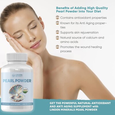 PEARL POWDER Supplement 500mg, 120 Capsules - Natural Source of Calcium ...
