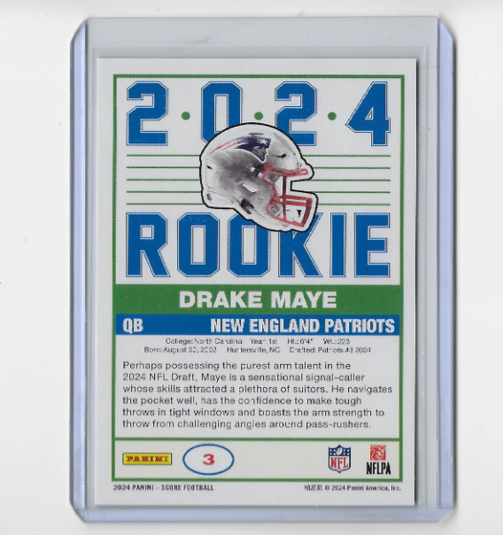 DRAKE MAYE #3 2024 SCORE FOOTBALL RC 1989 35TH ANNIVERSARY THROWBACK ...