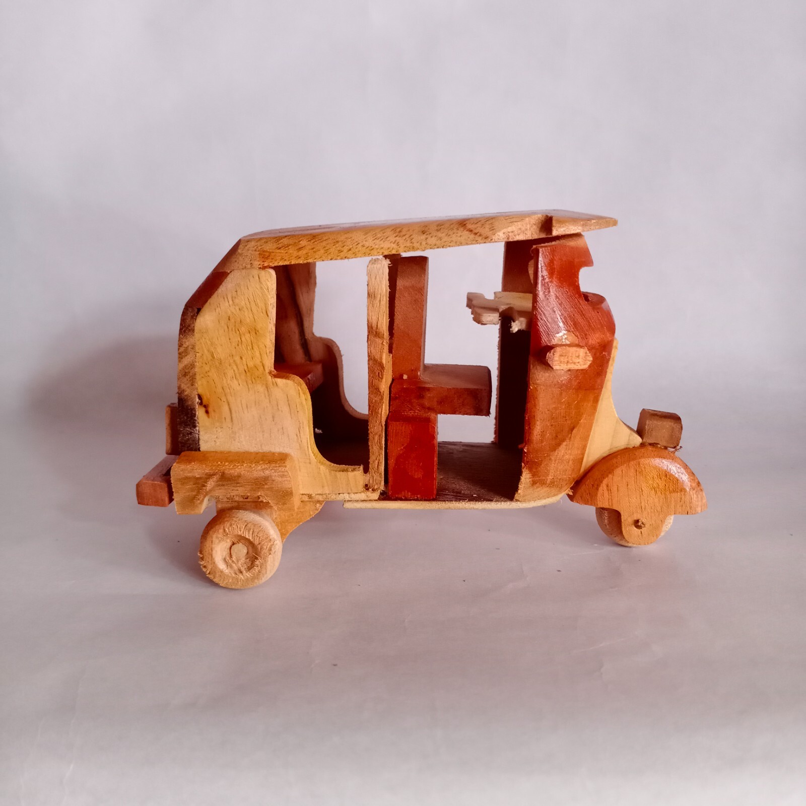 Organic Wooden Three Wheel Toy Rickshaw HandCraft Travel Home Table ...