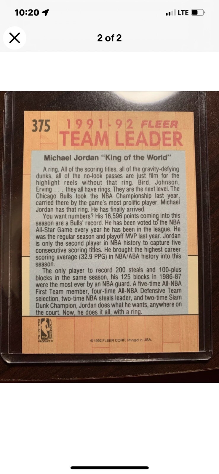 Michael Jordan 1991-1992 Fleer Team Leader Card #375 | eBay