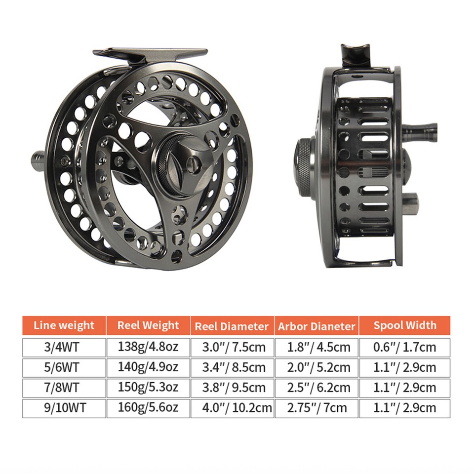 CNC Machined Fly Reel Combo 3/4 5/6 7/8 9/10WT Fly Reel Fly Fishing ...