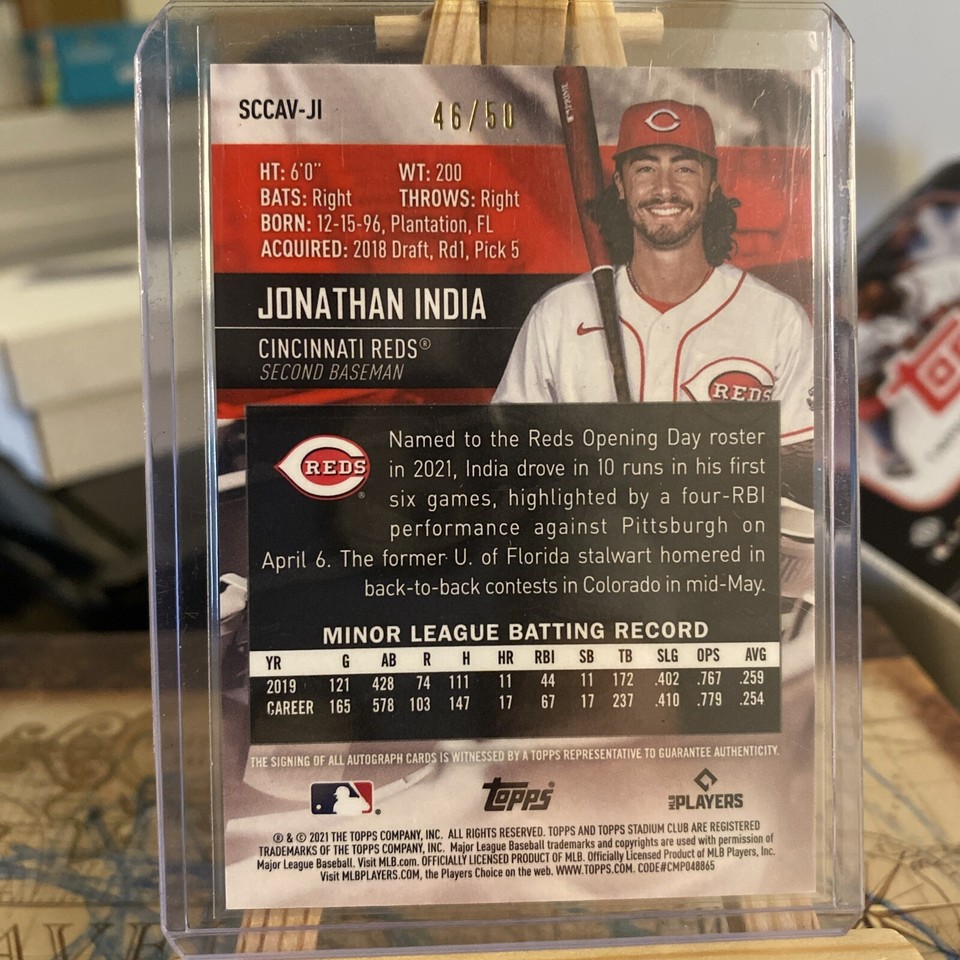 2021 Topps Stadium Club Jonathan India Gold Chrome Auto #/50 Rookie ...