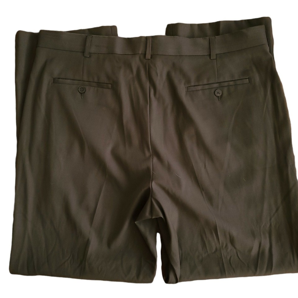 Axist Mens Brown Dress Pants Slacks Flat Front Uncuffed Rayon High Size ...