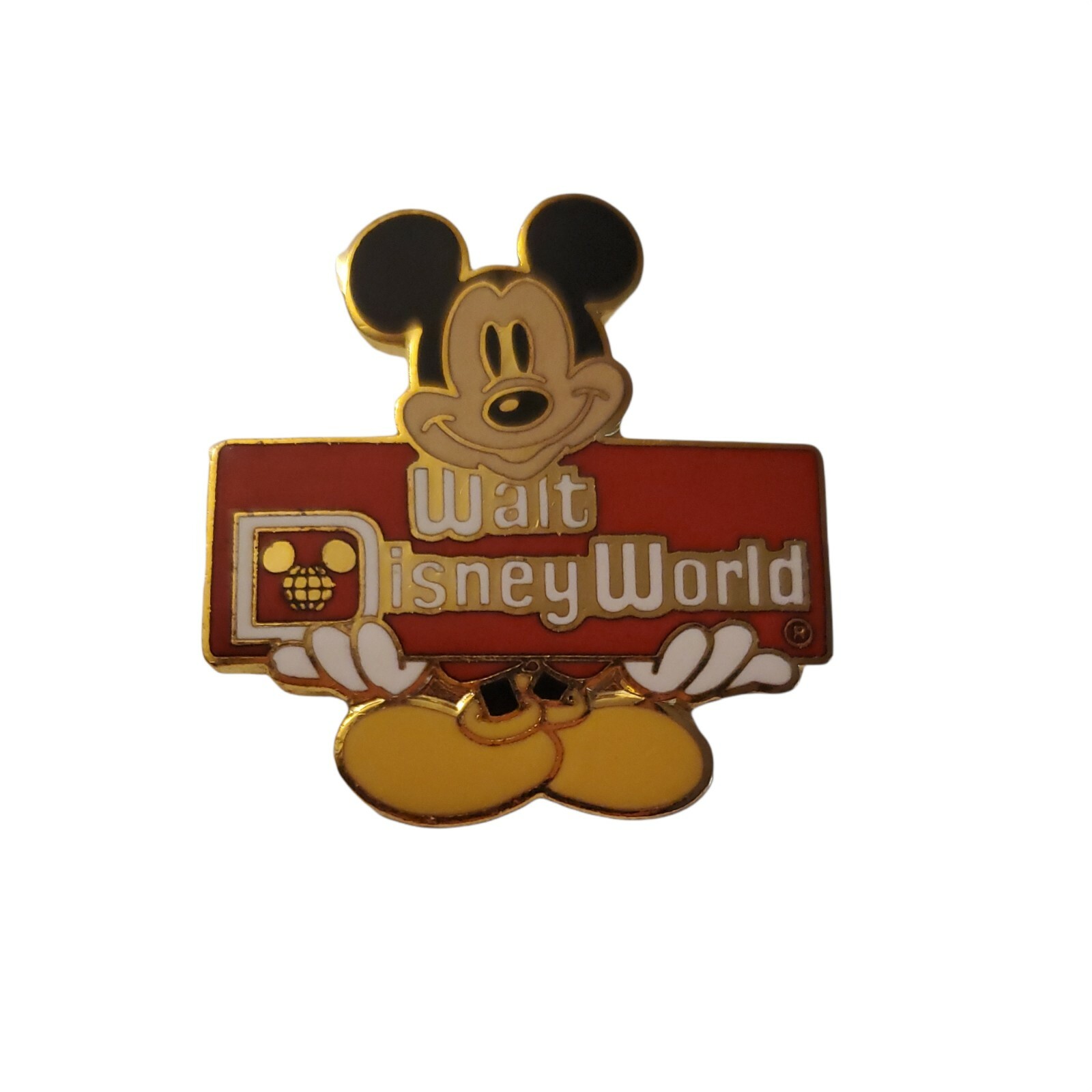 Mickey Mouse Sign Walt Disney World Pin Tie Tack Red Gold Yellow White ...
