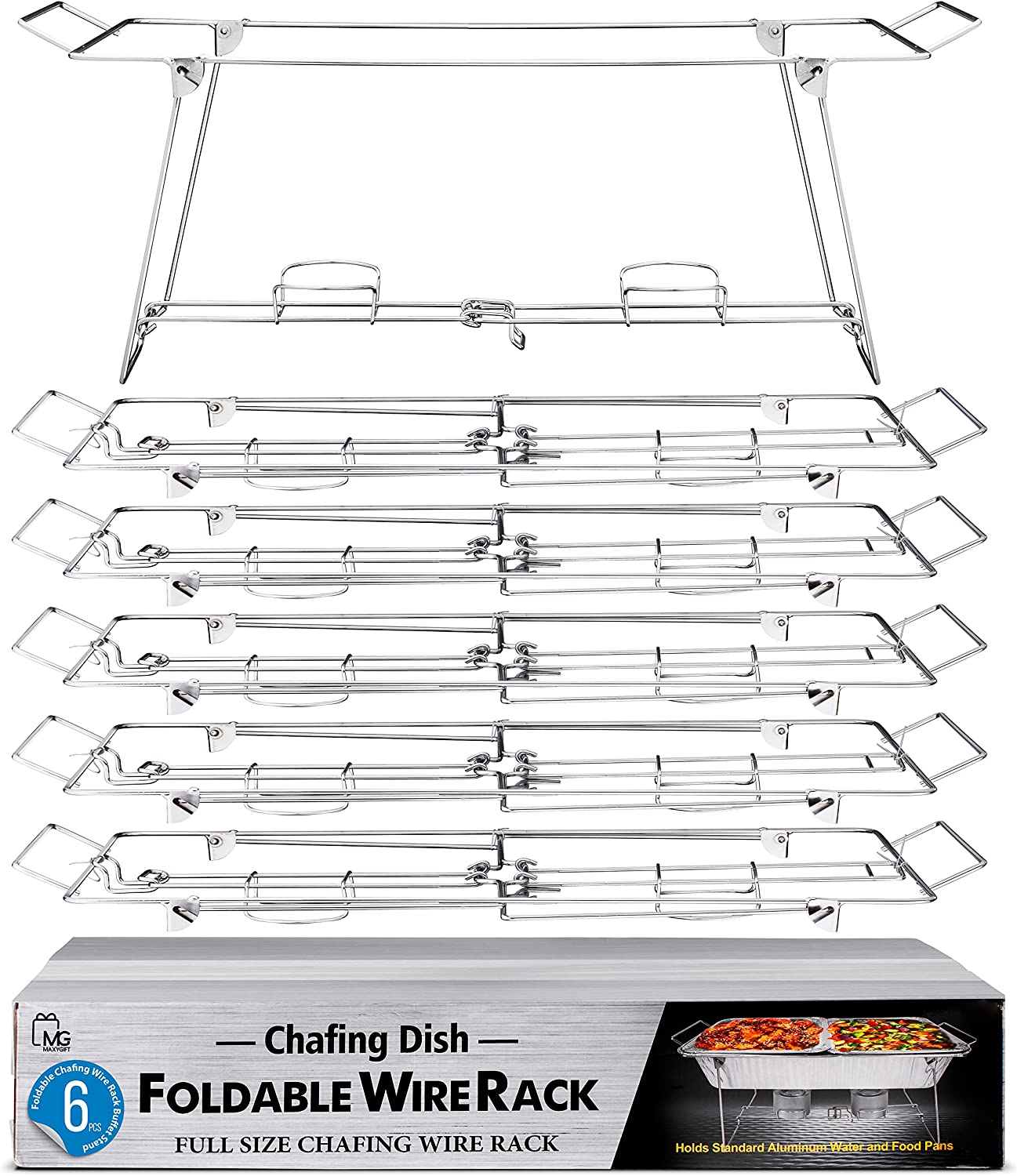 Foldable Chafing Wire Rack Buffet Stand - 6 Pack Full Size Racks for ...