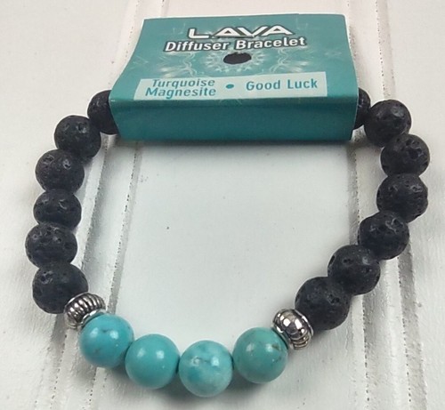 Zorbitz Lava Rock Diffuser Stretch Bracelet Turquoise Magnesite ...