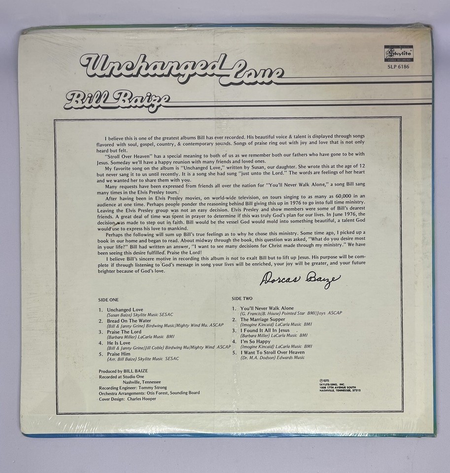 SEALED LP Bill Baize “Unchained Love” Southern Gospel Record | eBay
