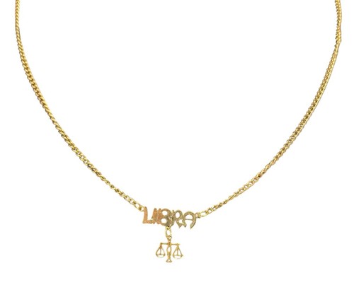 Gold Tone Libra Spell Out Zodiac Necklace Anthropologie Style 16,75 ...