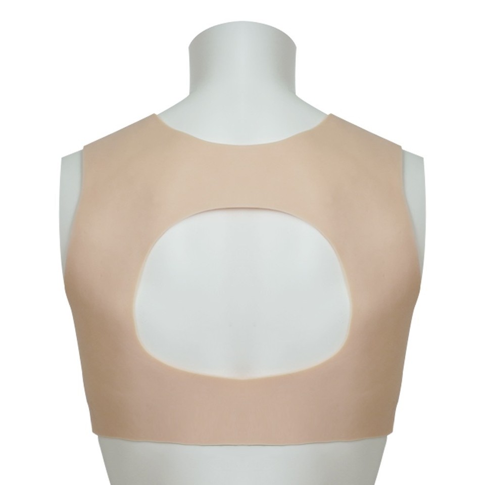 Silicone Breastplate Fake Breast Forms Round Collar Hollow Back Fake ...