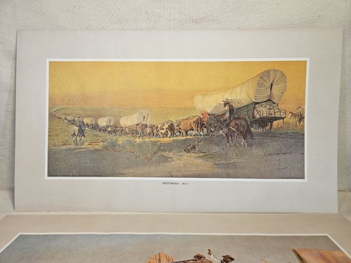 Vintage Western Lithograph Prints Set – Pioneer & Frontier Scenes ...