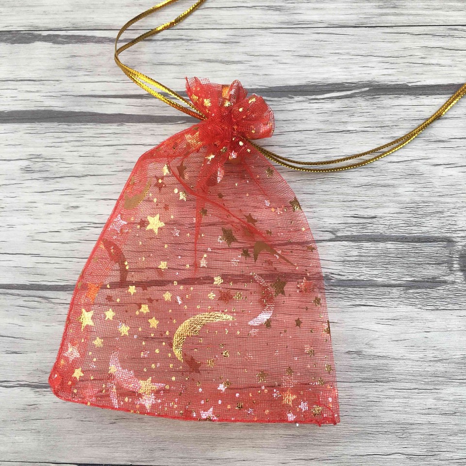 25 50 100 Moon Star Organza Gift Bags Wedding Jewelry Drawstring Party ...