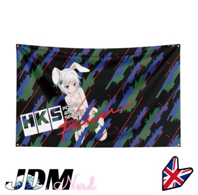 HKS Style Anime Girl Flag Banner 90x150cm 3x5ft JDM Honda Mitsubishi ...