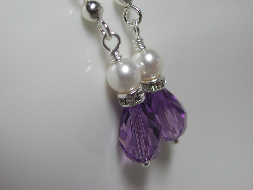 Swarovski Crystal Tanzanite Teardrop, Handmade, .925 Sterling Drop ...