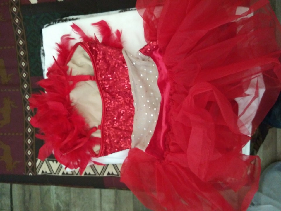 Cicci Girl's Dance Outfit Tutu Red with Feathers Sz. 6X7 | eBay
