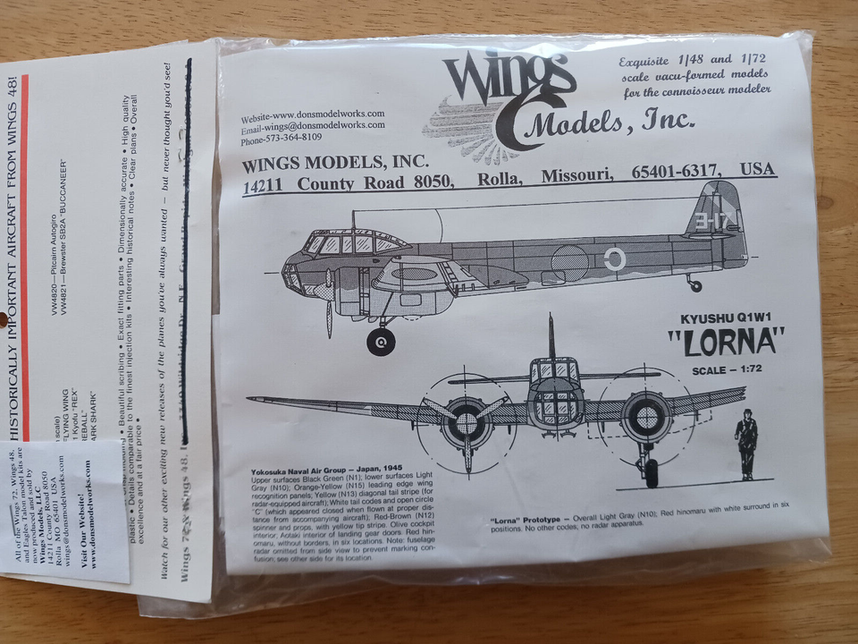 Kyushu Q1W1 LORNA 1/72 Wings models vacuform | eBay