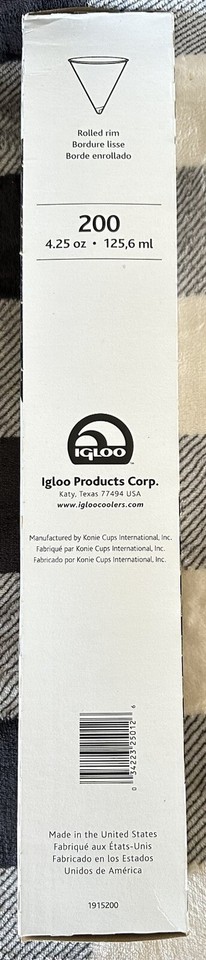 Igloo 200 Cone Water Cups 4.25 oz 125,6 ml Rolled Rim New 1915200 34223250126| eBay