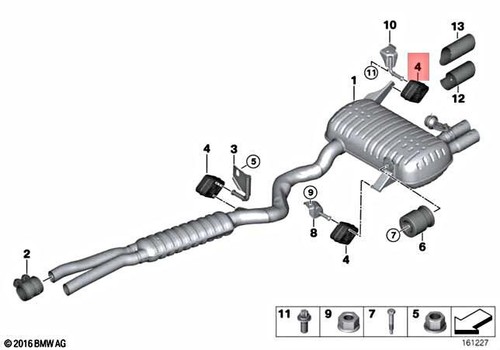 Genuine BMW E90 E90N E91 E91N Exhaust System Rubber Mounting OEM ...