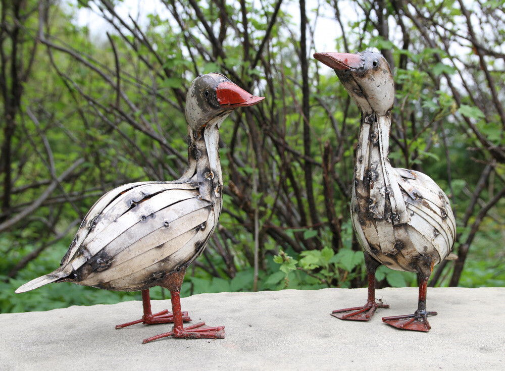 Metal Goose Garden Ornament Sculpture Art - Handmade Recycled Metal ...