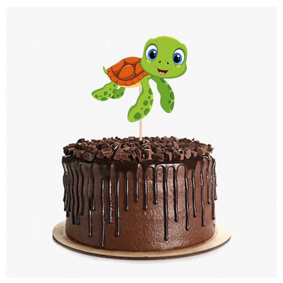 Turtle Tortoise Birthday Cupcake & Party Food Toppers Decorations Picks ...
