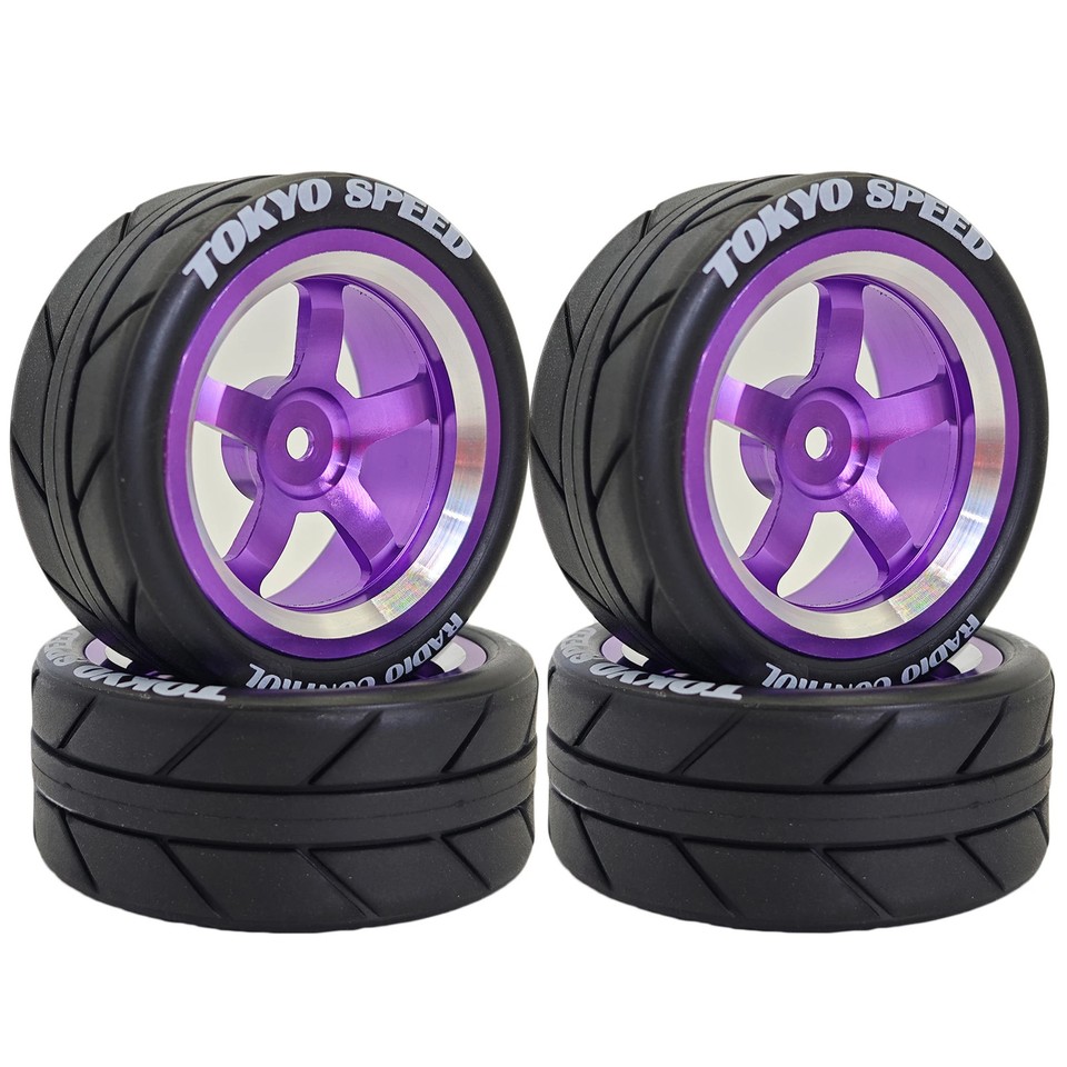 1/10 RC Racing Tires Metal Wheel Rims Hub12mm Hex for 1:10 RC On Road ...