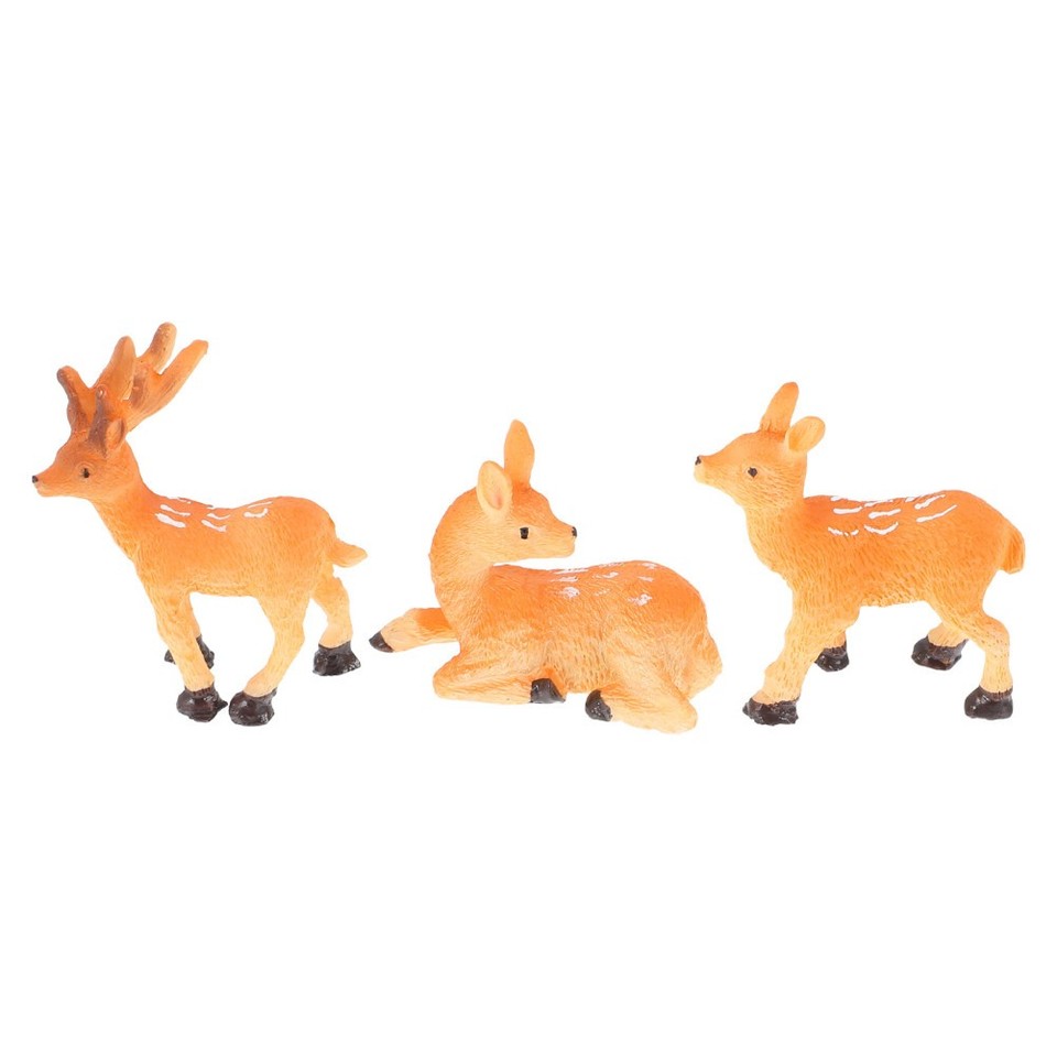 3pcs Miniature Reindeer Figurine Forest Animal Figures Mini Elk Figures ...