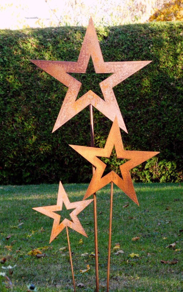 Stern Stecker Stele Gartenstab Metall Weihnachtsdekoration ...