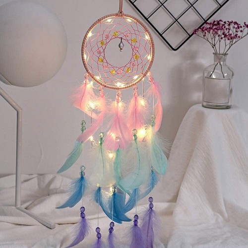 LED Dream Catcher Handmade Feather Wall Hanging Home Party Decor Gifts ...