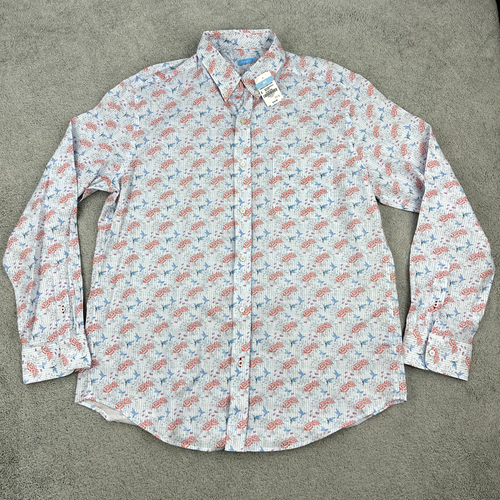 J McLaughlin Men's Carnegie Sport Shirt Large Button Up White Blue ...