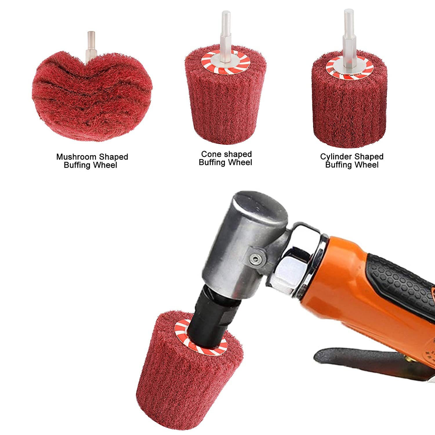 7 PCS Non Woven Abrasive Buffing Wheels Drill Set with 1/4" Shank for ...