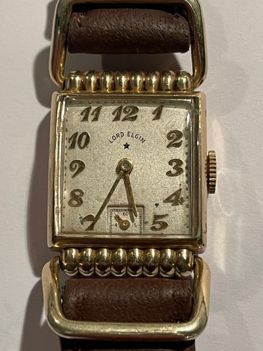 Vintage 1950s Lord Elgin Men Watch 21 Jewels Flared Lugs 14kt Gold ...