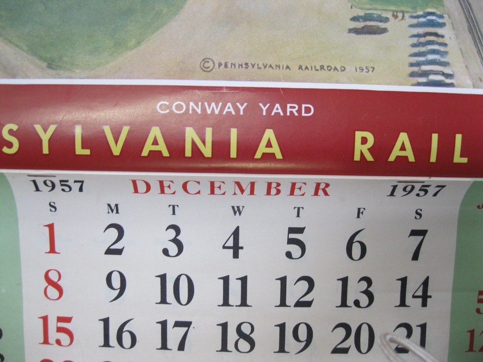 VINTAGE 1958 PENNSYLVANIA RAILROAD WALL CALENDAR CONWAY YARD GRIF ...