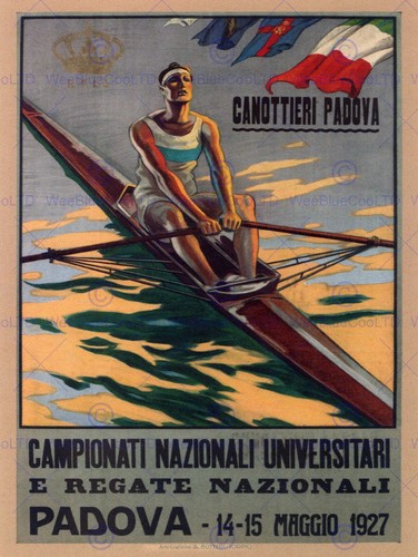 SPORT ROWING CANOE PADOVA ITALY REGATTA EXHIBITION VINTAGE ADVERT ...