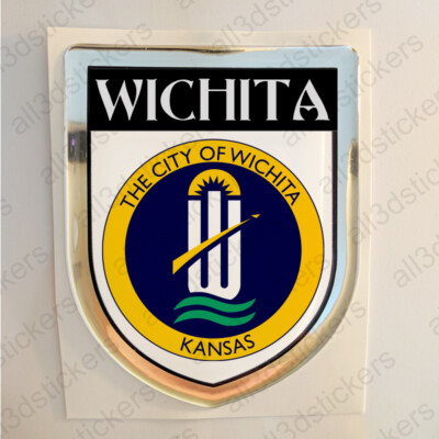Wichita USA Sticker Seal Resin Domed Flag United States Stickers 3D ...