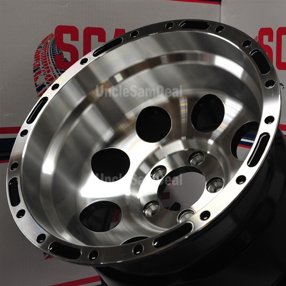 15x10 5x127 5x5 -46 OFFSET SCALE 4x4 S52 MACHINE BLACK 8 HOLE TRUCK 4 ...