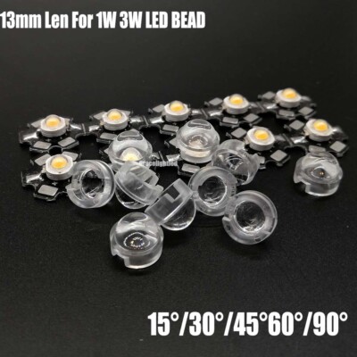 13mm Mini LED Lens 15 30 45 60 90 Degree Lens With Holder Reflector F ...