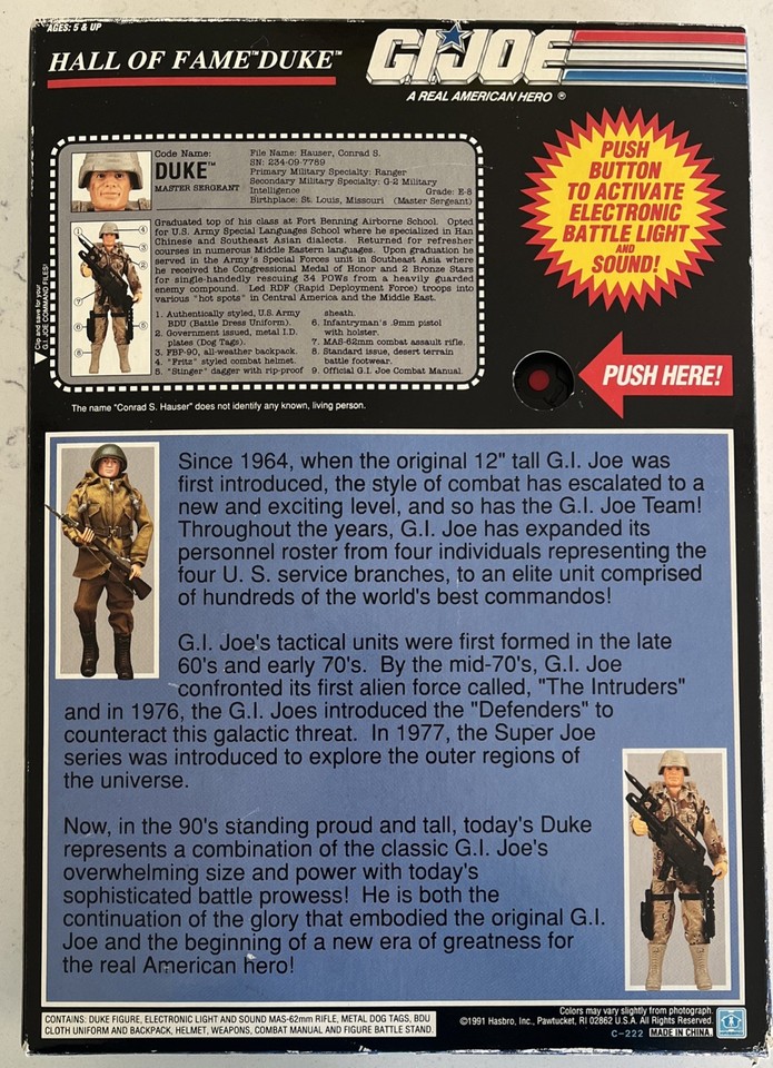 1991 Hasbro Hall of Fame Duke 12" GI Joe New in the Box (B112) | eBay